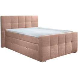 Boxspringbett Home Affaire "Ros&agrave;", beige (sand), B:184cm L:224cm, Komplettbetten, Boxspringbett, H3/H3, H3/H4, H4/H4 m&ouml;glich