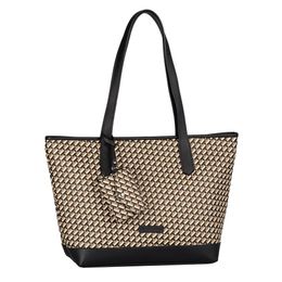 Tom Tailor Damen Shopper "Xenia"schwarz, Polyurethan, colorblocking, gepflegt, mehrfarbig, Taschen, mit raffiniert geometrischen "T" Print des Logos