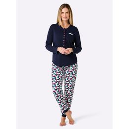 w&auml;schepur W&Auml;SCHEPUR Damen Schlafanzug, Gr. 52, blau, 100% Baumwolle, Homewear-Sets