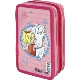 Federm&auml;ppchen Scooli "Tripledecker, Bibi & Tina", Kinder, rosa (bibi, tina), Polyester, Schreibger&auml;teetuis Federm&auml;ppchen, bef&uuml;llt, inklusive Geodreieck