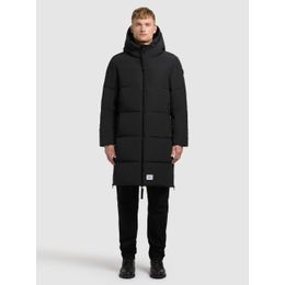 Steppmantel Khujo "LEAR", Herren, Gr. L, schwarz, 100% Polyester, unifarben, regular fit knielang, eingesetzt elastischer Bund mit Windstopper, M&auml;ntel Steppmantel