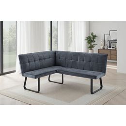 Essgruppe ByLiving "Eckbank Talea", dunkelgrau, dunkelgrau, schwarz, B:168cm H:93,5cm T:128cm, Metall, Polyester, Sitzm&ouml;bel-Sets, Essgruppe, Komortable Nosaqfederung und gem&uuml;tlicher Stoffbezug mit Farbauswahl