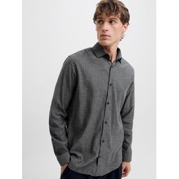 Jack & Jones JACK & JONES Herren Langarmhemd "JPRBLAPARKER MELANGE L/S SHIRT BF", grau, Gr. L, unifarben, Web, Obermaterial: 58% Lyocell, 42% Baumwolle, Hemden