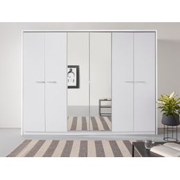 Dreht&uuml;renschrank Rauch "Kleiderschrank Schrank Garderobe W&auml;scheschrank Ankleide OTELI", wei&szlig;, B:275cm H:231cm T:58cm, Holzwerkstoff, Schr&auml;nke, Dreht&uuml;renschrank, mit Mittelspiegel und Passepartout optional mit Beleuchtung