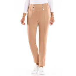 Jerseyhose Classic Basics, Damen, Gr. 48, Normalgr&ouml;&szlig;en, braun (camel), 95% Polyester, 5% Elasthan, unifarben, lang, Hosen Jerseyhose