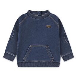 Sweatshirt LEVI'S KIDS, Jungen, Gr. 18M (86), wish you would, Denim/Jeans, Obermaterial: 61% Baumwolle, 38% Polyester, 1% Elasthan, normal normal, Rundhals, mit &Auml;rmelbesatz B&uuml;ndchen, Sweatshirts Sweatshirt, K&auml;ngurutasche, Ellenbogen-Patch