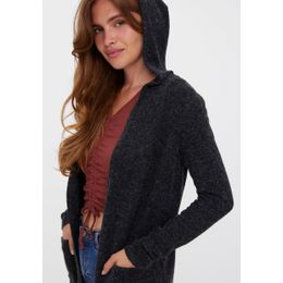 V&eacute;ro Moda VERO MODA Damen Strickjacke "VMDOFFY LS OPEN HOOD CARDIGAN GA NOOS", schwarz, Gr. M, meliert, Strick, Obermaterial: 94% Polyester, 3% Elasthan, 3%