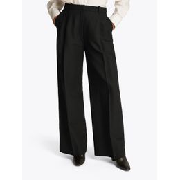 Tommy Hilfiger Damen Webhose "LINEN MIX RLXD STRAIGHT PANTS", schwarz, Gr. 36, unifarben, Web, Obermaterial: 47% Polyester, 32% Leinen, 20% Viskose,