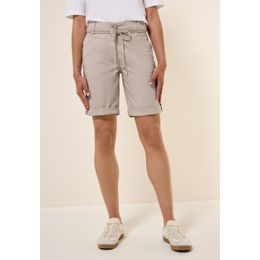 Cecil Damen Shorts, beige, Gr. 32, unifarben, Web, Obermaterial: 98% Baumwolle, 2% Elasthan; Band: 100% Polyester, Hosen, Middle Waist