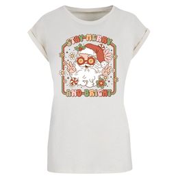 F4NT4STIC Shirt 'Stay Merry And Bright Hippie Santa' female Beige size S