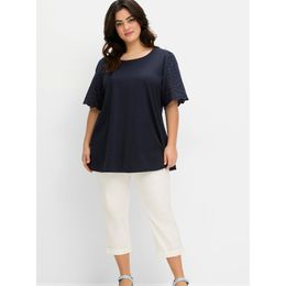sheego Damen T-Shirt "T-Shirt", blau, Gr. 40, unifarben, 50% Baumwolle, 50% Modal, Shirts