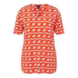 Ulla Popken Shirt Damen Gr&ouml;&szlig;e M/L dunkelorange / dunkelrot / wei&szlig;