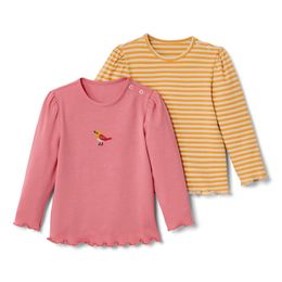 Tchibo - 2 Kinder-Langarmshirts - Gr. 110/116 - beige/gestreift