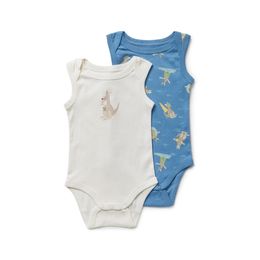 Tchibo - 2 Baby-Bodys - Gr. 86/92 - blau/print