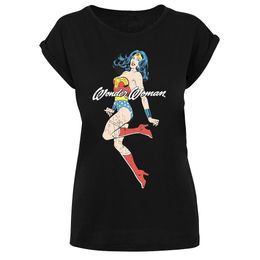 F4NT4STIC T-Shirt 'DC Comics Wonder Woman Jump' Damen Gr&ouml;&szlig;e XXL beige / hellblau / gelb / rot / schwarz