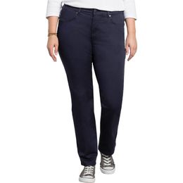 sheego Damen Hose in gerader Form, aus Twill marine Gr&ouml;&szlig;e 56