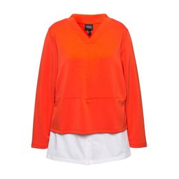Ulla Popken Sweatshirt Damen Gr&ouml;&szlig;e 4XL/5XL orange / wei&szlig;