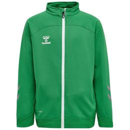 Hummel Sportsweatjacke 'Lead' Jungen Gr&ouml;&szlig;e 116 silbergrau / gr&uuml;n / wei&szlig;