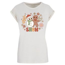 F4NT4STIC T-Shirt 'Let It Snow Groovy Christmas Gingerbread' Damen Gr&ouml;&szlig;e 5XL sand / mischfarben