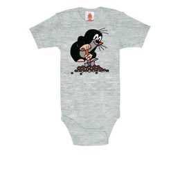 logoshirt Body 'Der Kleine Maulwurf' Jungen Gr&ouml;&szlig;e 86/92 grau / schwarz / wei&szlig;
