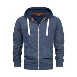 INDICODE JEANS Sweatjacke ' Baustian ' Herren Gr&ouml;&szlig;e XXL blau / wei&szlig;