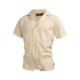INDICODE Jeans Button Up Shirt 'Crepe' male Beige size XL