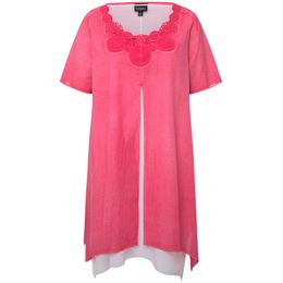 Ulla Popken Kleid Damen Gr&ouml;&szlig;e 54/56 pink / wei&szlig; Winterkleid