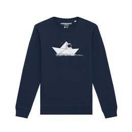 Watapparel Sweatshirt ' Astronaut in paper boat ' male Blue size XS