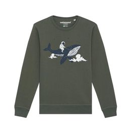 Watapparel Sweatshirt ' Spacewhale ' male Green size L