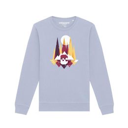 Watapparel Sweatshirt 'Von B&auml;ren und Bergen' Herren Gr&ouml;&szlig;e XL hellblau / safran / aubergine / rotviolett / wei&szlig;