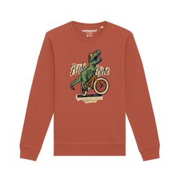 Watapparel Sweatshirt ' T-Rex Fahrrad ' male Brown size XXXL