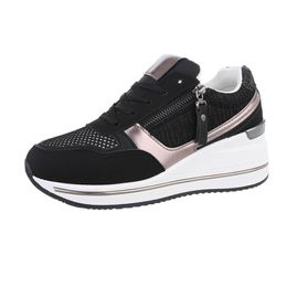 Ital-Design Sneaker Damen Gr&ouml;&szlig;e 37 rosegold / schwarz