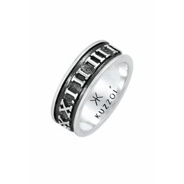 Kuzzoi Ring 'Zahlen' Herren Gr&ouml;&szlig;e 54 schwarz / silber