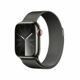 Apple Watch Series 9 (2023) GPS + Cellular 41 mm - Rostfreier Stahl Graphit - Milanaise Armband Schwarz