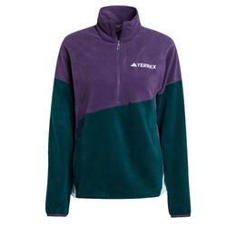 adidas terrex Sportpullover 'Multi Climawarm Fleece' Damen Gr&ouml;&szlig;e 5XL/6XL smaragd / dunkellila / wei&szlig;