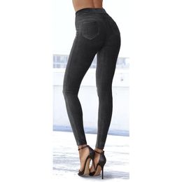Lascana Leggings schwarz Gr. 36/38 f&uuml;r Damen. Mit Metalllabel. Figurbetont