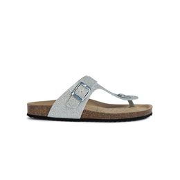 Geox Leder-Zehentrenner "Brionia" in Silber - 55% | Gr&ouml;&szlig;e 38 | Damen-sandalen