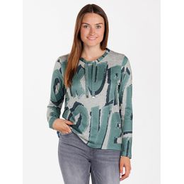 Key Largo Longsleeve "Luxury" in Grau/ Gr&uuml;n - 56% | Gr&ouml;&szlig;e L | Damen-tops