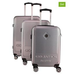 Geographical Norway 3tlg. Hardcase-Trolleyset "Santiago" in Grau - 80% | Damen-koffer-reisegepaeck