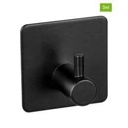 Wenko 2er-Set: Wandhaken "Ureo" in Schwarz - (B)4,5 x (H)4,5 cm - 25% | Badezimmer-accessoires