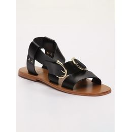Les BAGATELLES Leder-Sandalen "Abhayd" in Schwarz - 52% | Gr&ouml;&szlig;e 37 | Damen-sandalen
