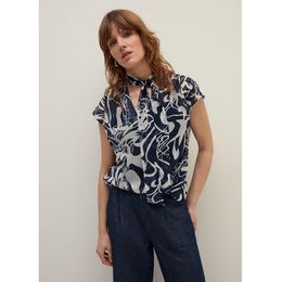 Stefanel Bluse in Dunkelblau/ Wei&szlig; - 57% | Gr&ouml;&szlig;e 42 | Damen-blusen