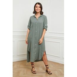 Curvy Lady Leinen-Kleid in Khaki - 73% | Gr&ouml;&szlig;e 44/46 | Damen-kleider