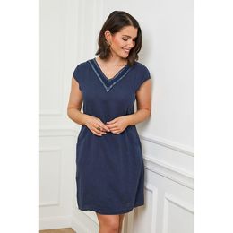 Curvy Lady Leinen-Kleid in Dunkelblau - 69% | Gr&ouml;&szlig;e 44/46 | Damen-kleider