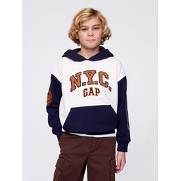 GAP Hoodie in Wei&szlig;/ Dunkelblau/ Orange - 65% | Gr&ouml;&szlig;e 110 | Kinder-sweatshirts-jacken