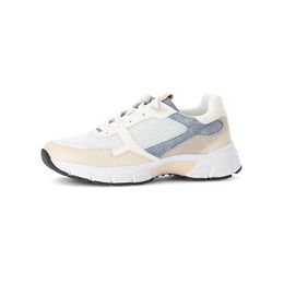 Gabor Leder-Sneakers in Wei&szlig;/ Beige/ Hellblau - 59% | Gr&ouml;&szlig;e 37,5 | Damen-sneakers