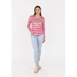 Key Largo Longsleeve "Happiness" in Beige/ Pink - 58% | Gr&ouml;&szlig;e S | Damen-tops