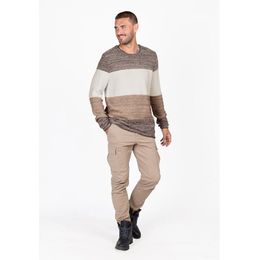 Key Largo Pullover "Jogi" in Beige/ Wei&szlig; - 55% | Gr&ouml;&szlig;e M | Herren-plussize