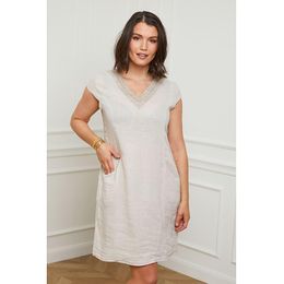 Curvy Lady Leinen-Kleid in Beige - 71% | Gr&ouml;&szlig;e 44/46 | Damen-kleider