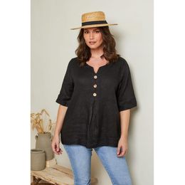 Curvy Lady Leinen-Bluse in Schwarz - 69% | Gr&ouml;&szlig;e 48/50 | Damen-blusen